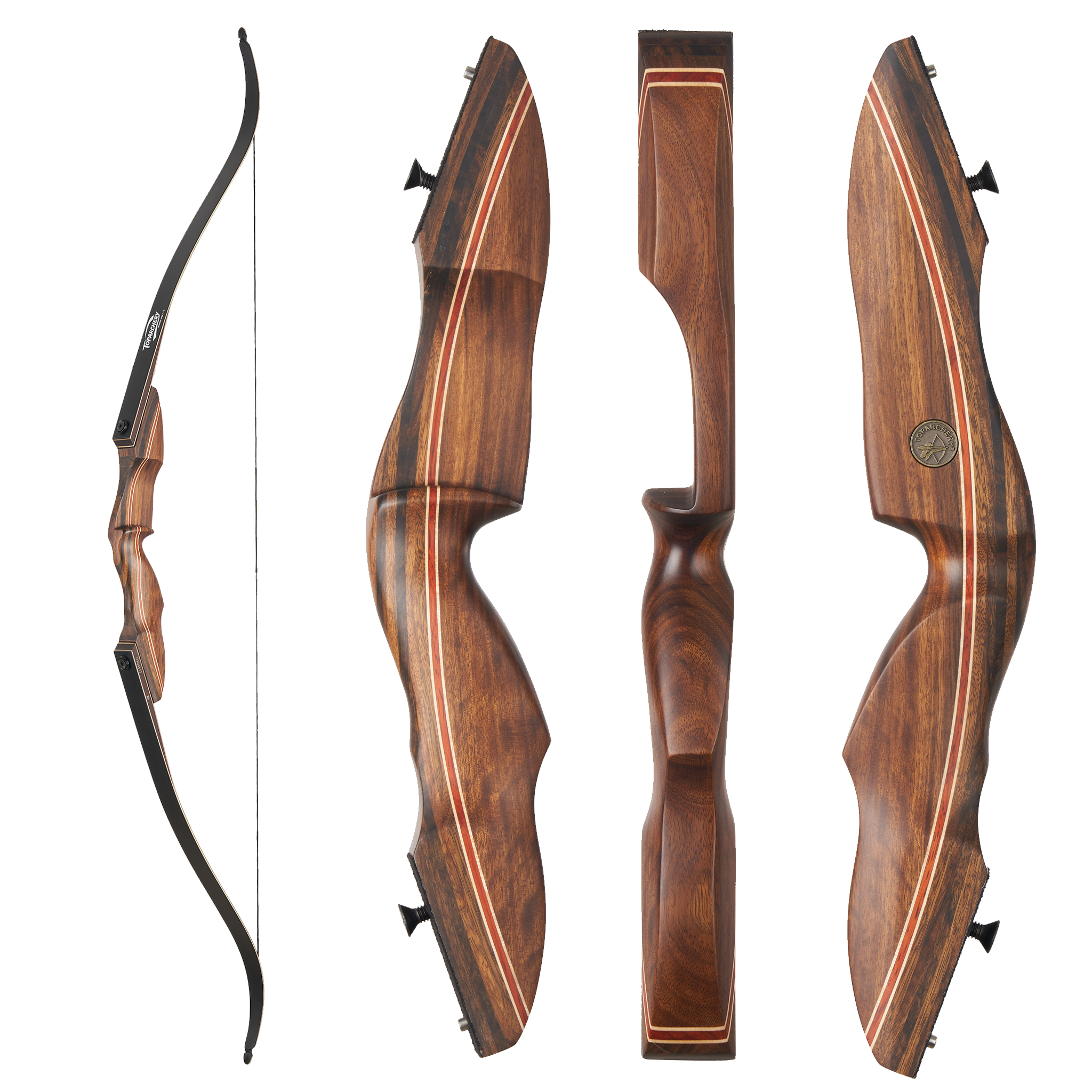 60" Ebony Bow 25-60lbs Warden's Mark Black Limbs Wood Laminated Takedo ...