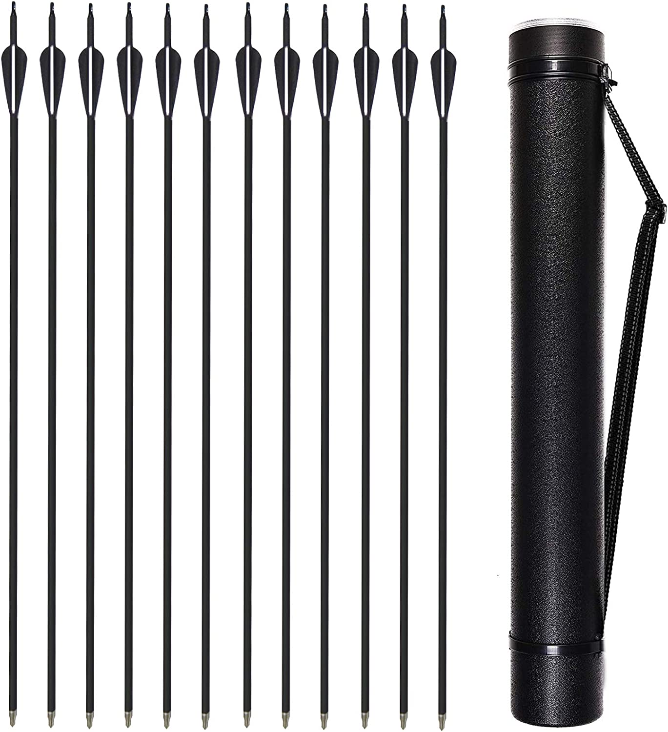 HuntingDoor Archery 30" 12 Pcs Carbon Arrow Set with Arrow Quiver for ...