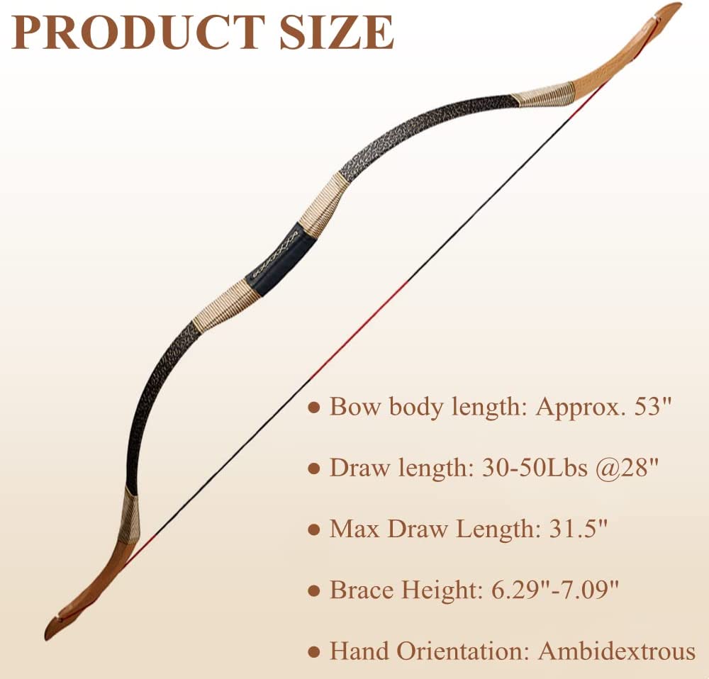 TopArchery Traditional Mongolian Horse Recurve Bow 6x Arrow Set Handma ...