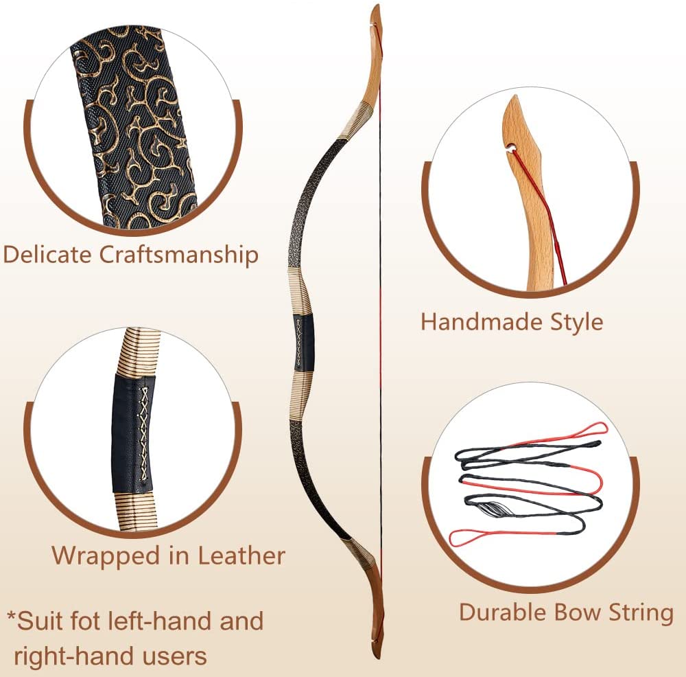 TopArchery Traditional Mongolian Horse Recurve Bow 6x Arrow Set Handma ...